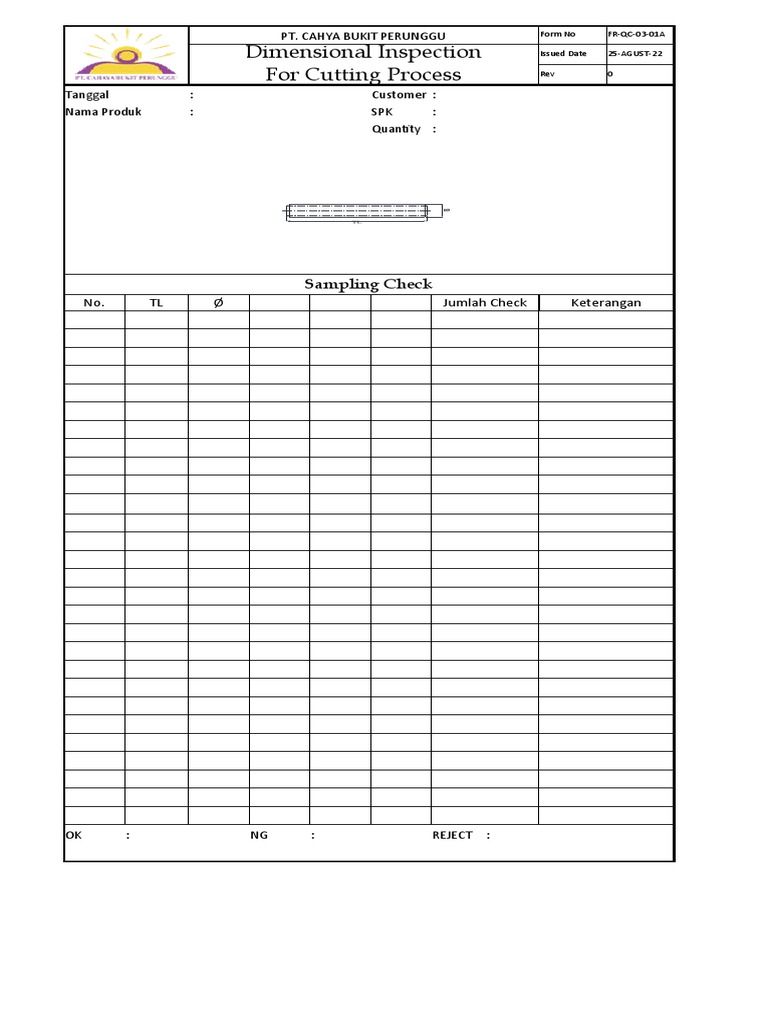 Dimensional Inspection For Cutting Process: Sampling Check | PDF