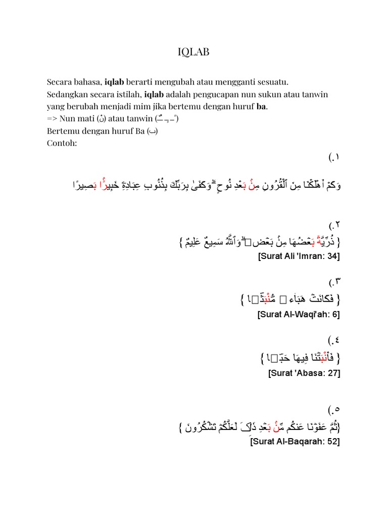 Bacaan IQLAB Dalam Al Qur An | PDF