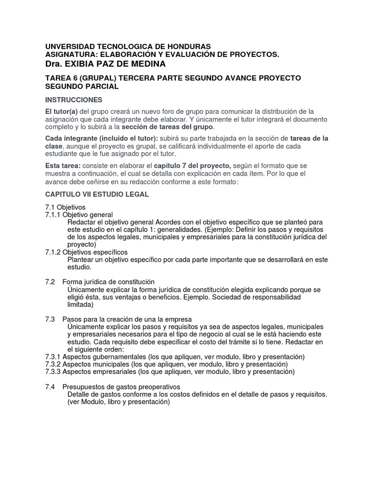 Tarea 6 Grupal Tercera Parte Del Segundo Avance Del Proyecto | PDF
