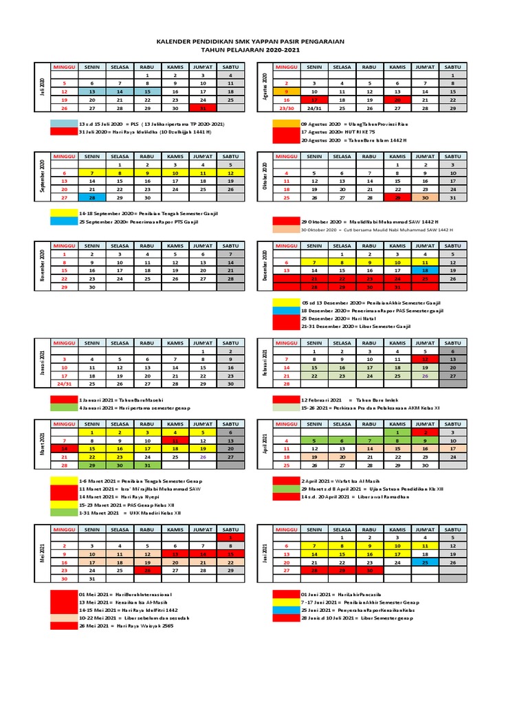 Kalender Pendidikan SMK YAPPAN | PDF