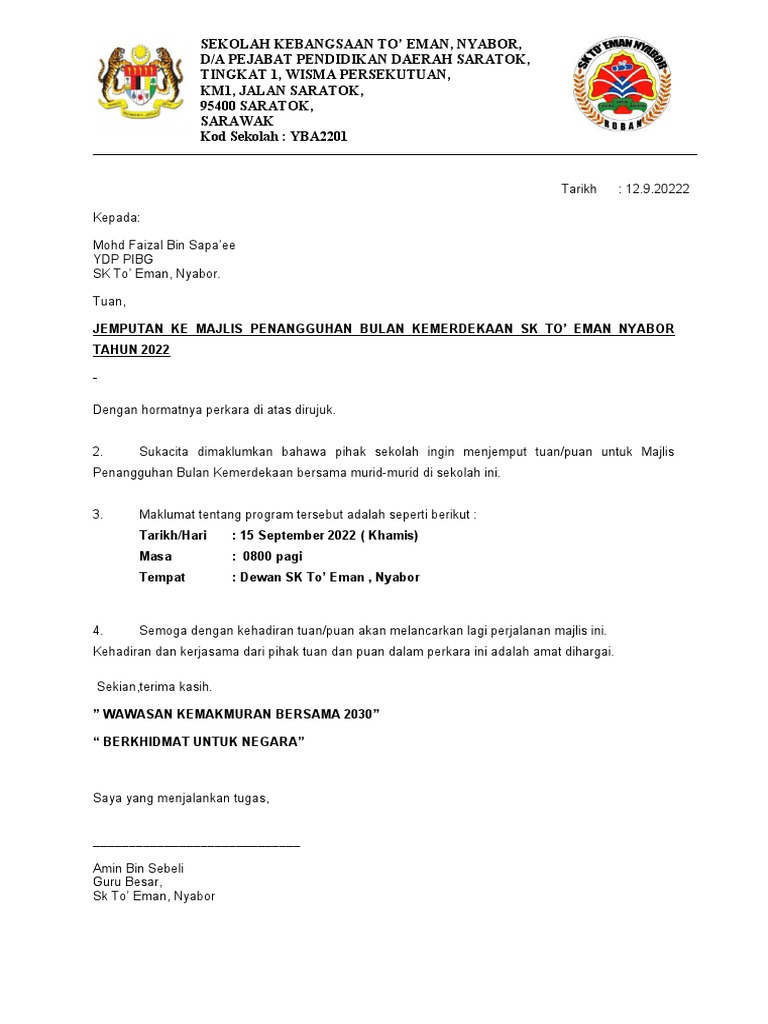 SURAT JEMPUTAN PERASMIAN Kemerdekaan | PDF