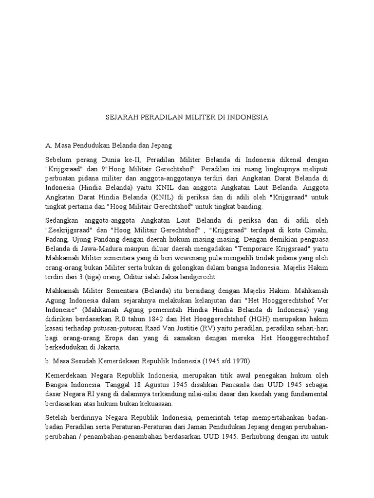 Sejarah Peradilan Militer Indonesia | PDF | Ilmu Sosial