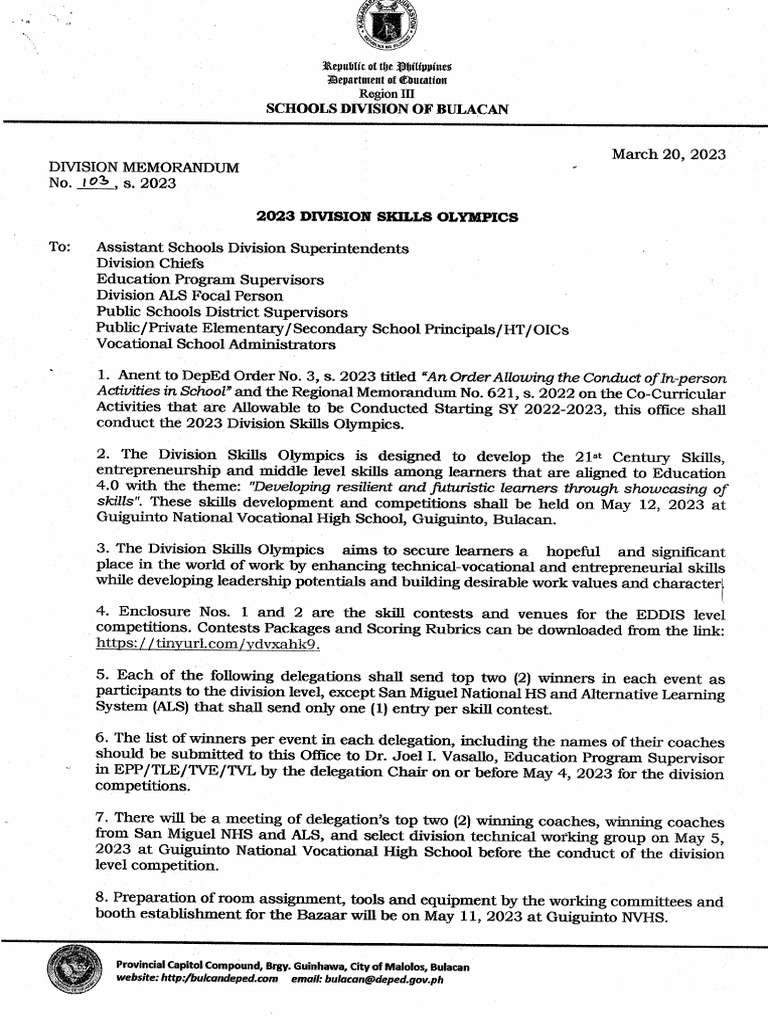 Div Memo No. 103 S. 2023 | PDF