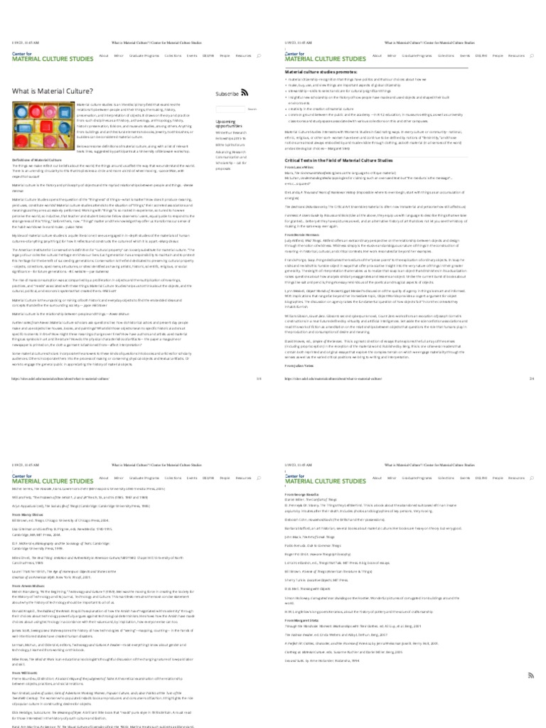 What Is Material Culture - Center For Material Culture Studies | PDF ...