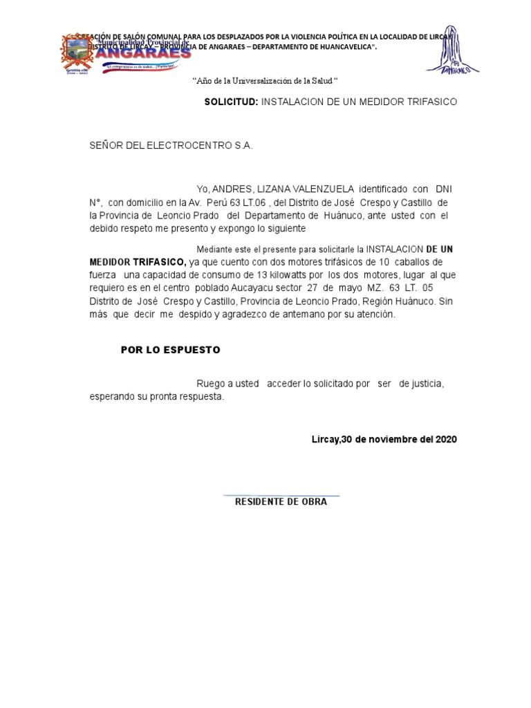 Instalación de Medidor Trifásico en Lircay | PDF