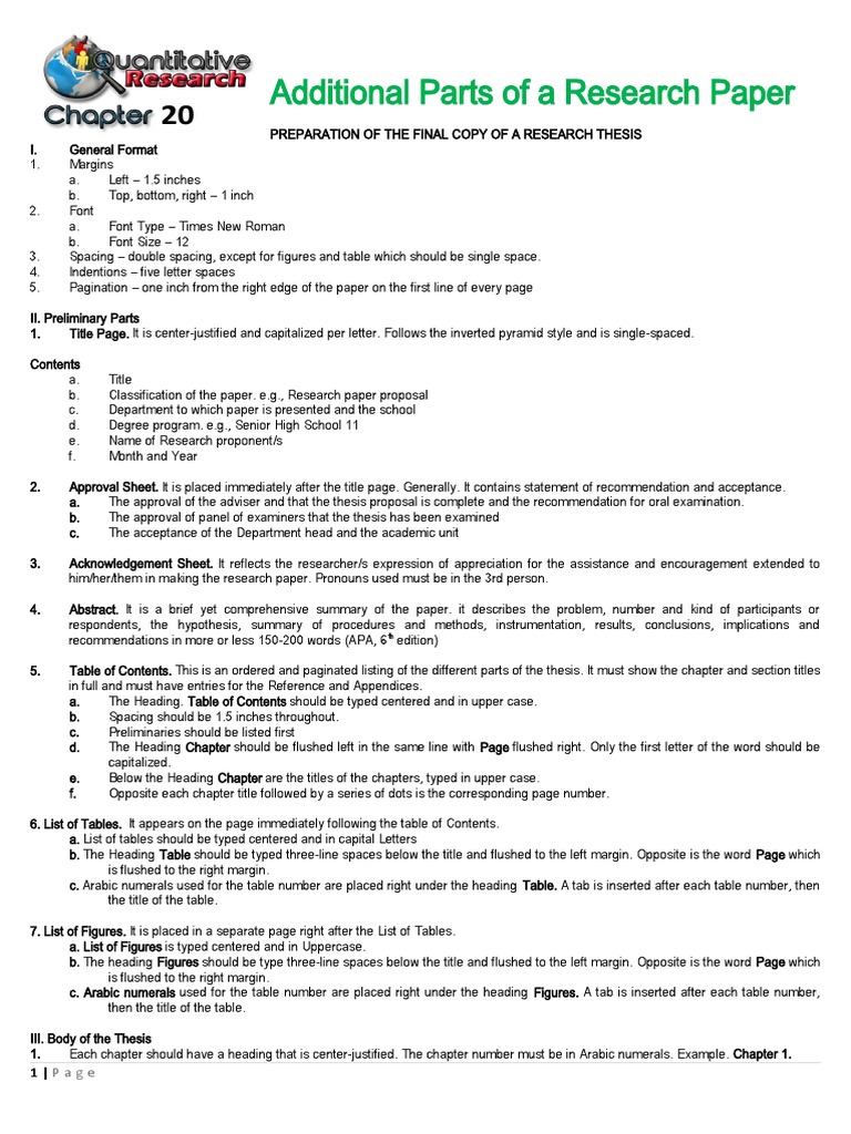 Additional Parts of A Research Paper | PDF | Analysis Of Variance ...