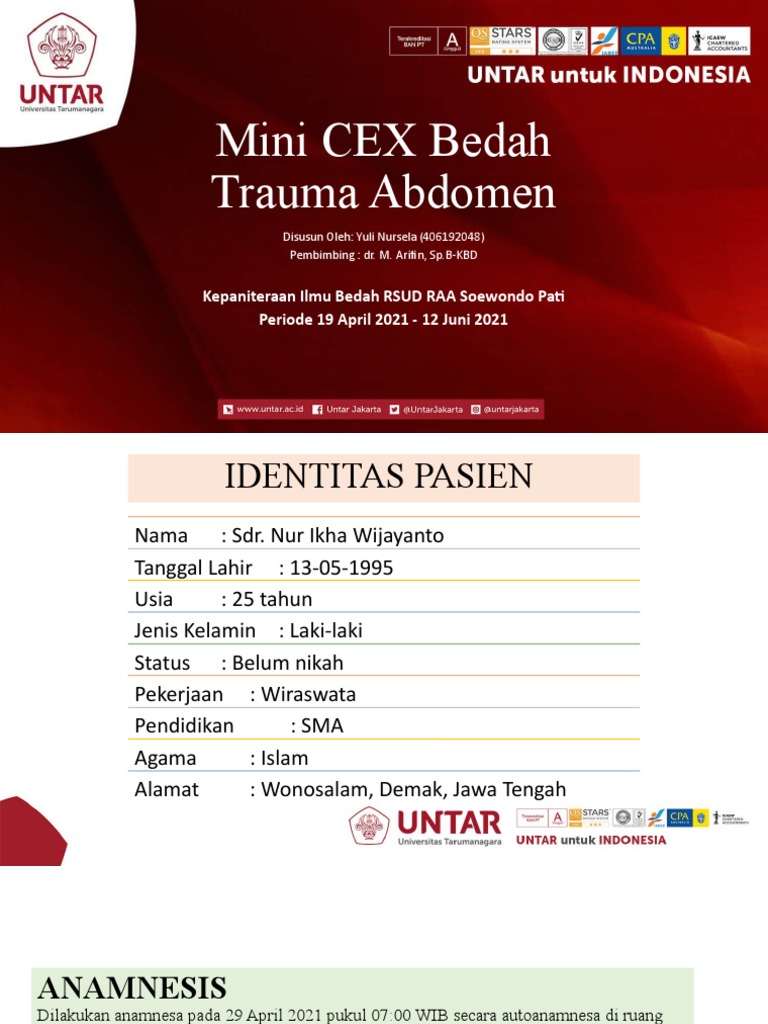 MINI CEX TRAUMA ABDOMEN (Yuli Nursela) | PDF
