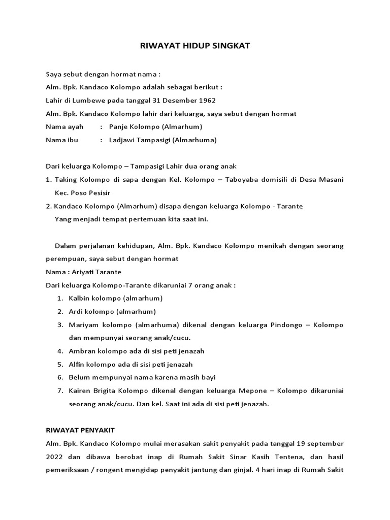 Contoh Riwayat Hidup Singkat | PDF