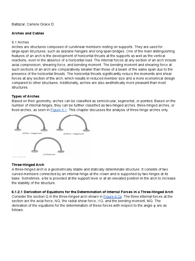 Arch and Cables Assignment | PDF | Beam (Structure) | Bending