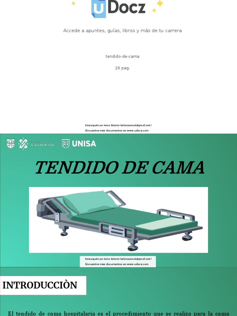 Técnicas de Tendido de Cama Hospitalaria | PDF | Cama