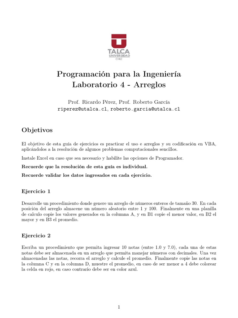Laboratorio 4 Arreglos y Matrices | PDF | Microsoft Excel | Ciencias de la Computación