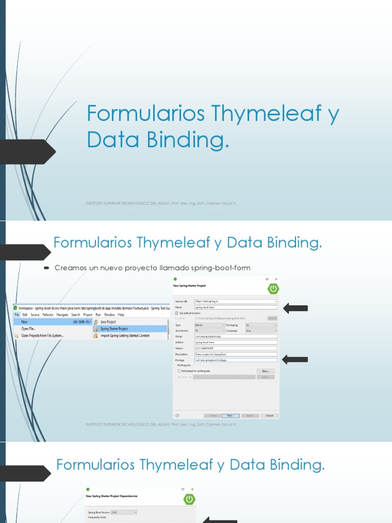 Formularios Thymeleaf y Data Binding.: Instituto Superior Tecnologico Del Azuay. Prof. Msc. Ing ...