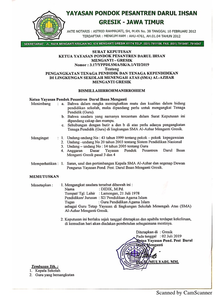 SK Pengangkatan 352538001107 5d63539a3f018 | PDF