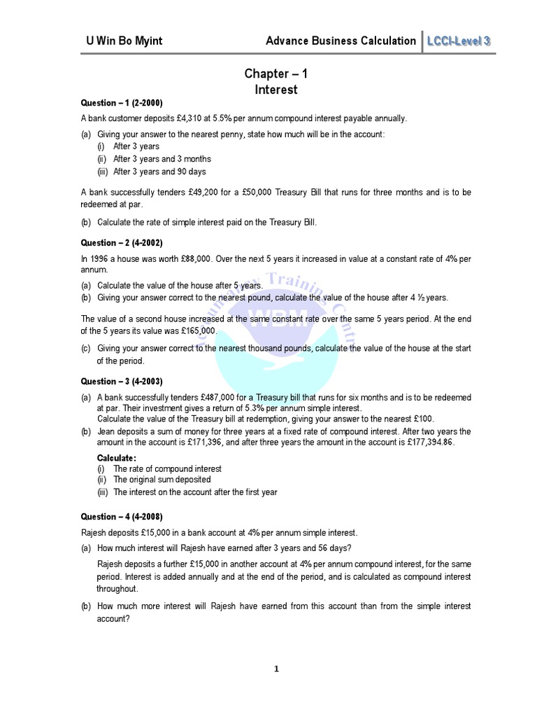 Advanced Business Calculation Guide | PDF | Interest | Dividend