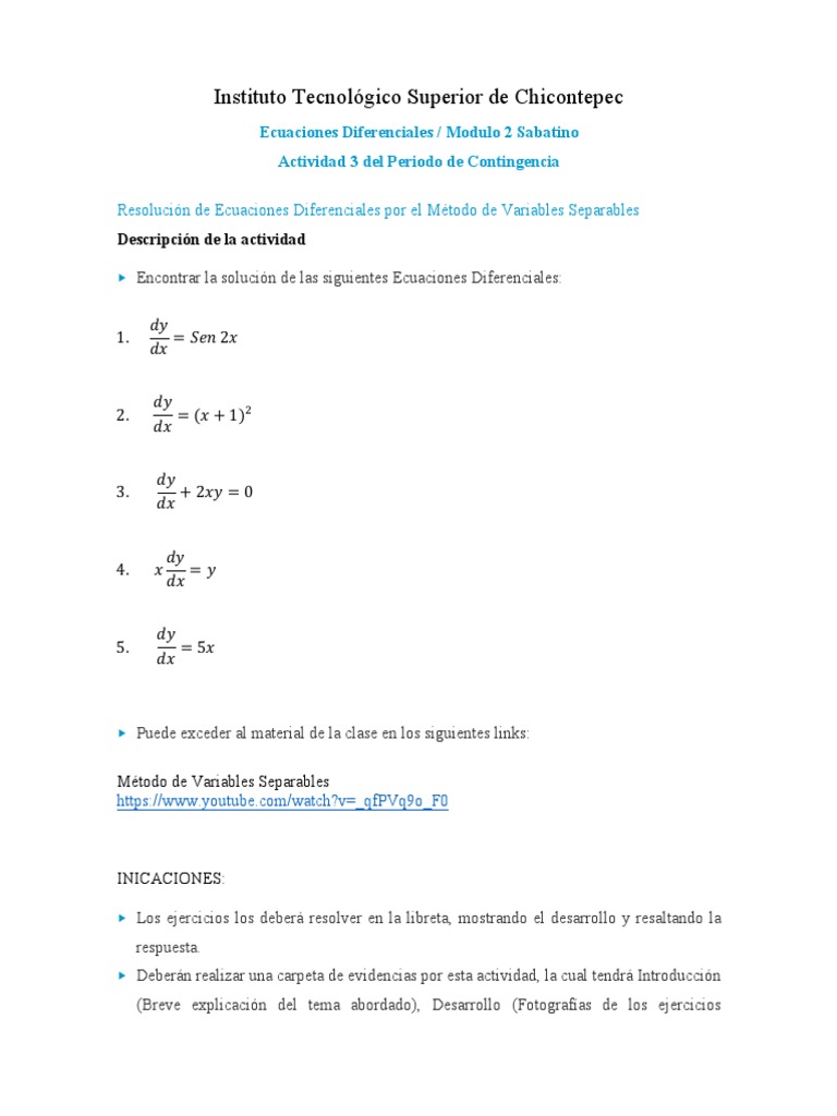 Actividad 3 Variables Separables | PDF