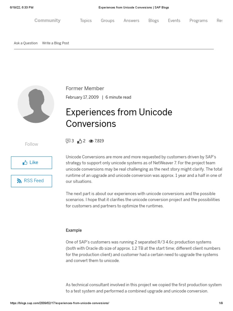 Experiences From Unicode Conversions - SAP Blogs | PDF | Computing ...