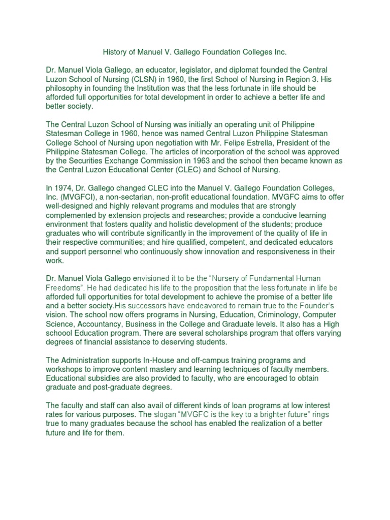 History of MVGFC | PDF | Nursing