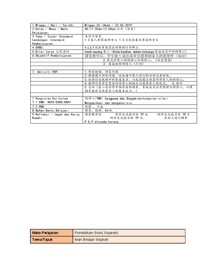RPH SIVIK DALAM SEJARAH T4 | PDF
