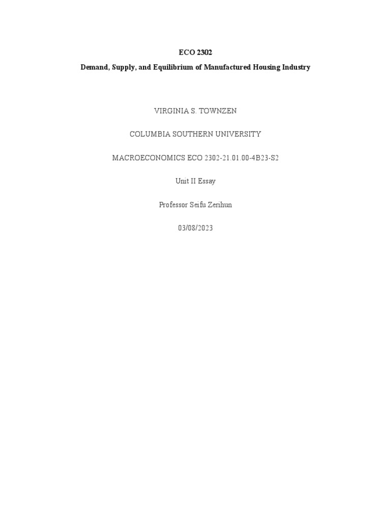 Unit II Assignment | PDF | Supply And Demand | Supply (Economics)