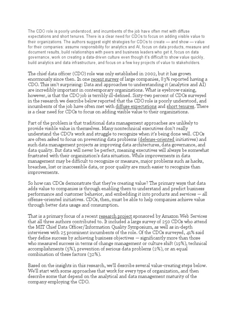 8 Strategies For Chief Data Officers To Create - and Demonstrate ...