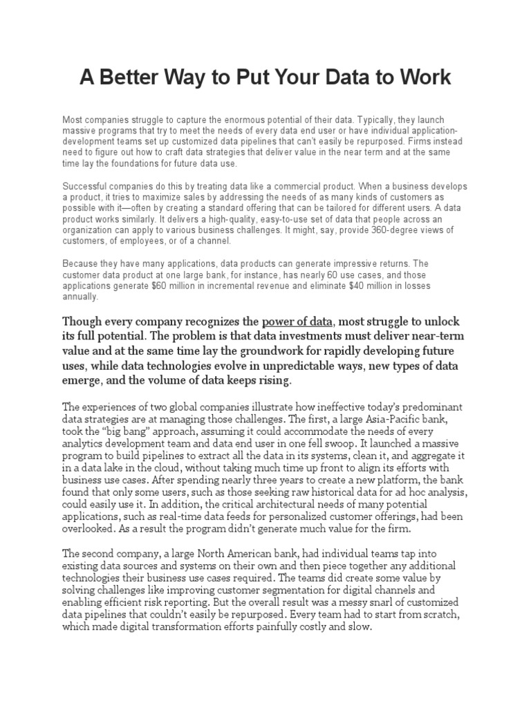 A Better Way To Put Your Data To Work | PDF | Analytics | Data