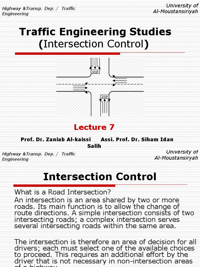 Traffic Engineering Studies (Intersection Control) | PDF | Traffic | Intersection (Road)