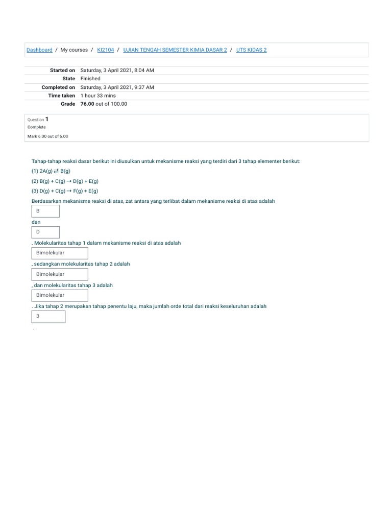 Uts Kimdas Ii 2021 | PDF