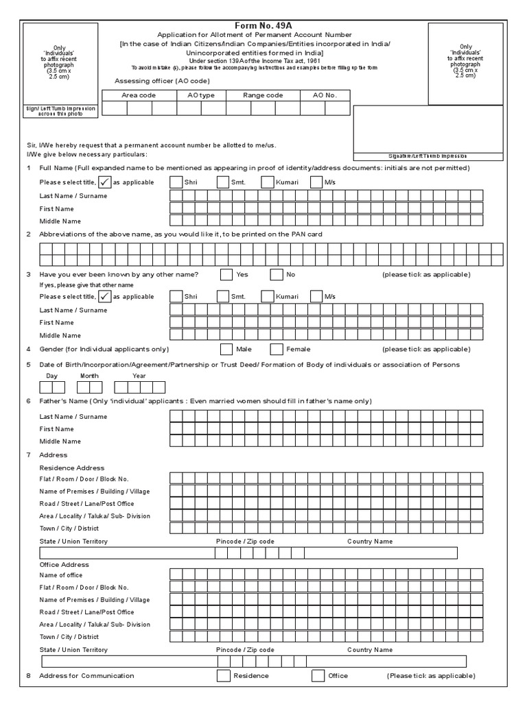 Form No. 49A | PDF | Written Communication