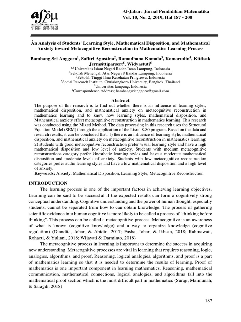 Students' Learning Styles and Math Anxiety | PDF | Learning Styles ...