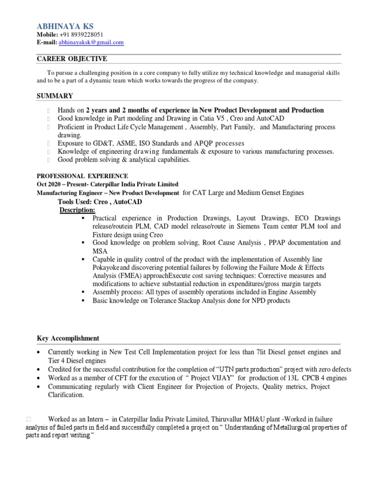 Abhinaya KS: Career Objective | PDF | Product Lifecycle | Business Process