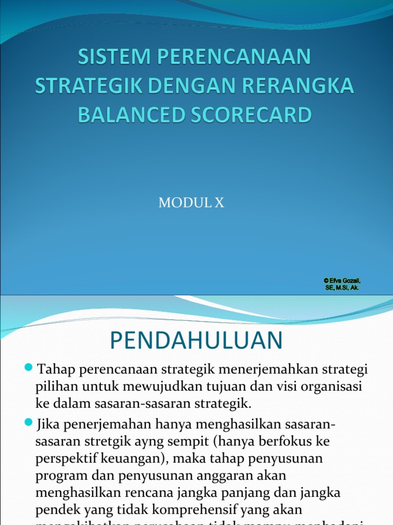 Modul X-SISTEM PERENCANAAN STRATEGIK DENGAN RERANGKA BALANCED SCORECARD | PDF | Karier ...