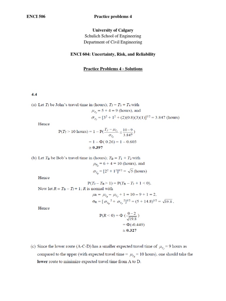 ENCI 506 Practice Problems 4 Solutions | PDF | Computers