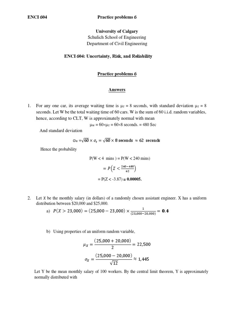 ENCI 504 - Practice Problem 6-Solutions | PDF | Standard Deviation ... ENCI 504 - Practice Problem 6-Solutions | PDF | Standard Deviation ...