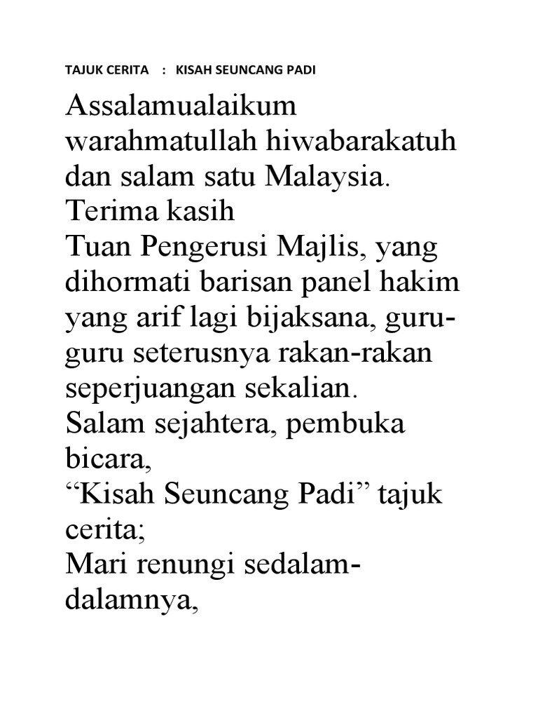 Skrip Bercerita Bahasa Melayu | PDF