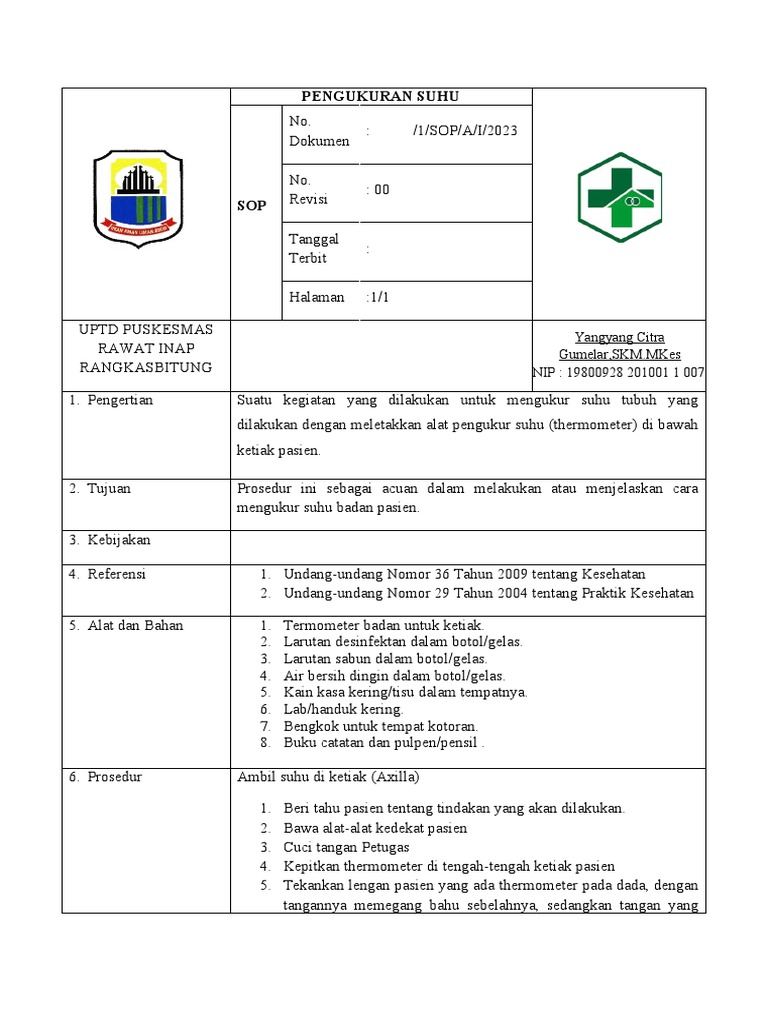 Sop Pengukuran Suhu | PDF
