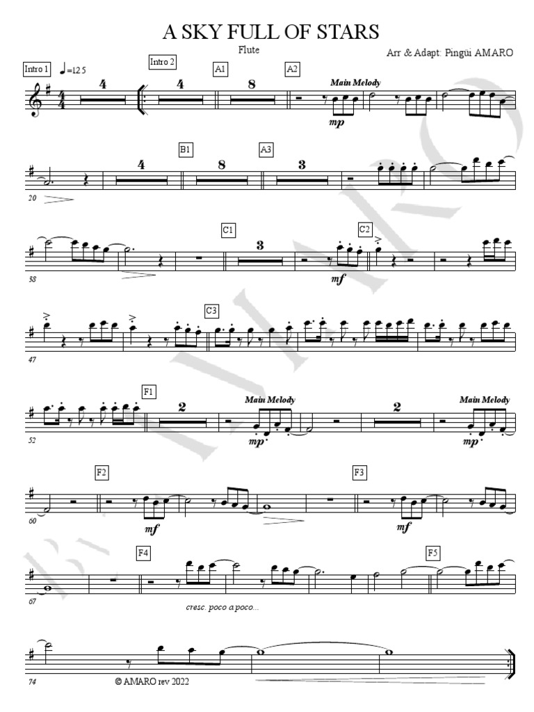 A SKY FULL OF STARS - Flute | PDF