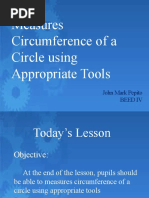 A Detailed Lesson Plan in Circumference of A Circle | PDF | Circle ...
