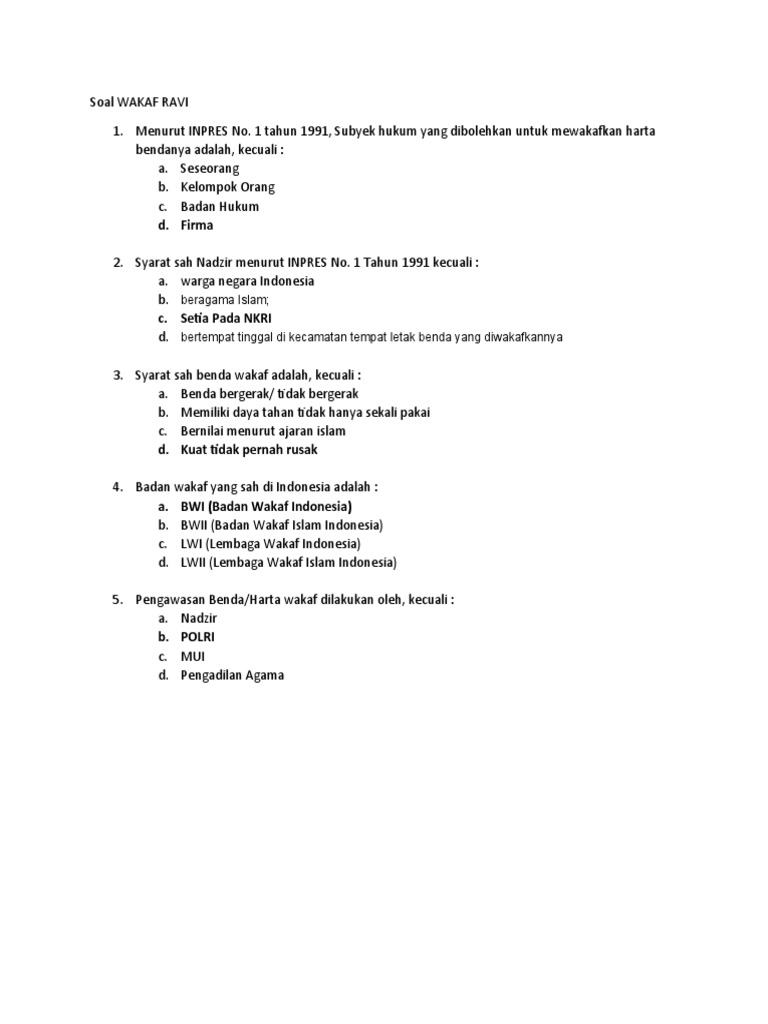 Soal CAKIM Bab WAKAF | PDF