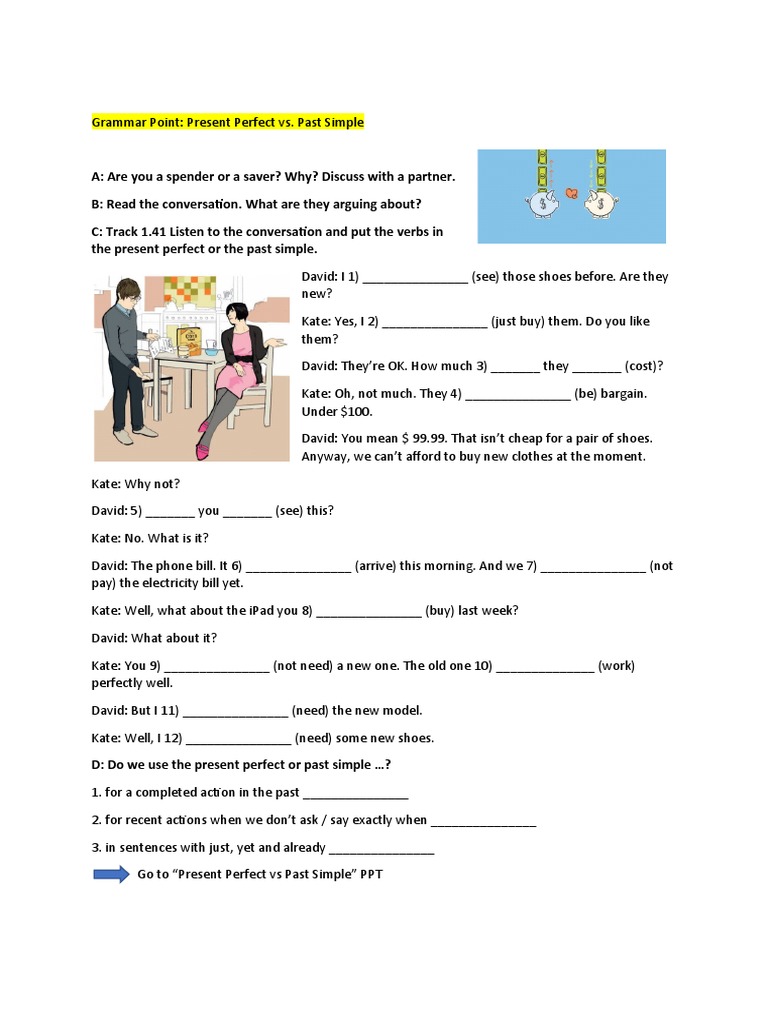 Present Perfect vs Past Simple Worksheet | PDF | Art