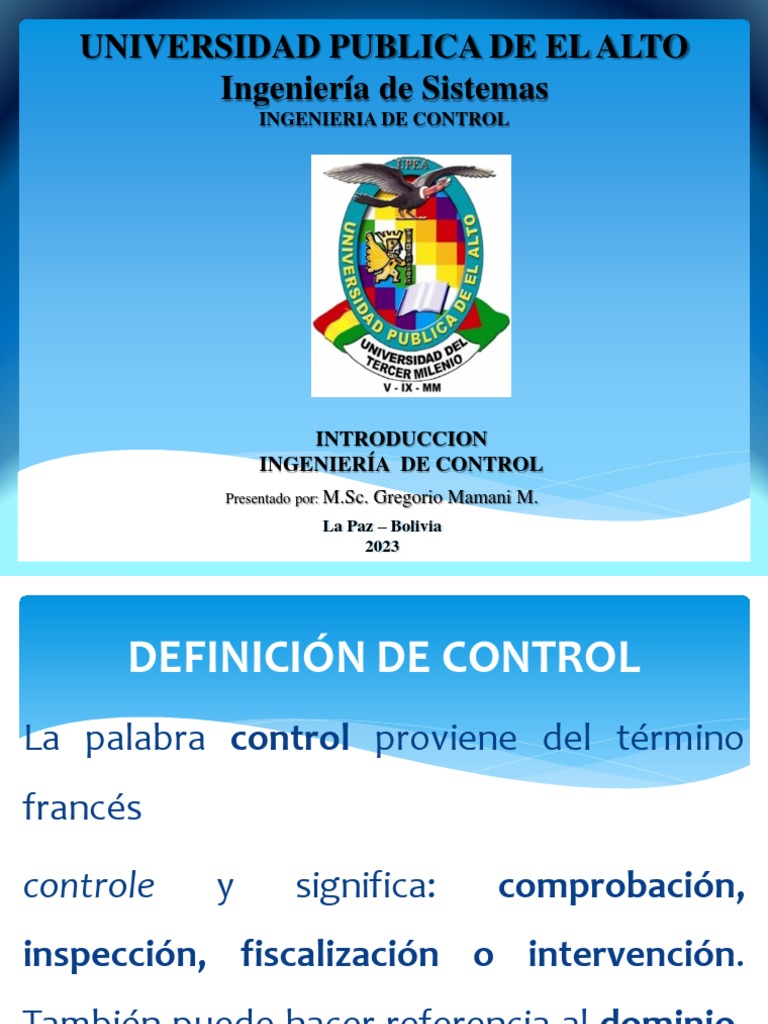 Introduccion de Ing. de Control | PDF | Teoría de control | Ingeniería ...