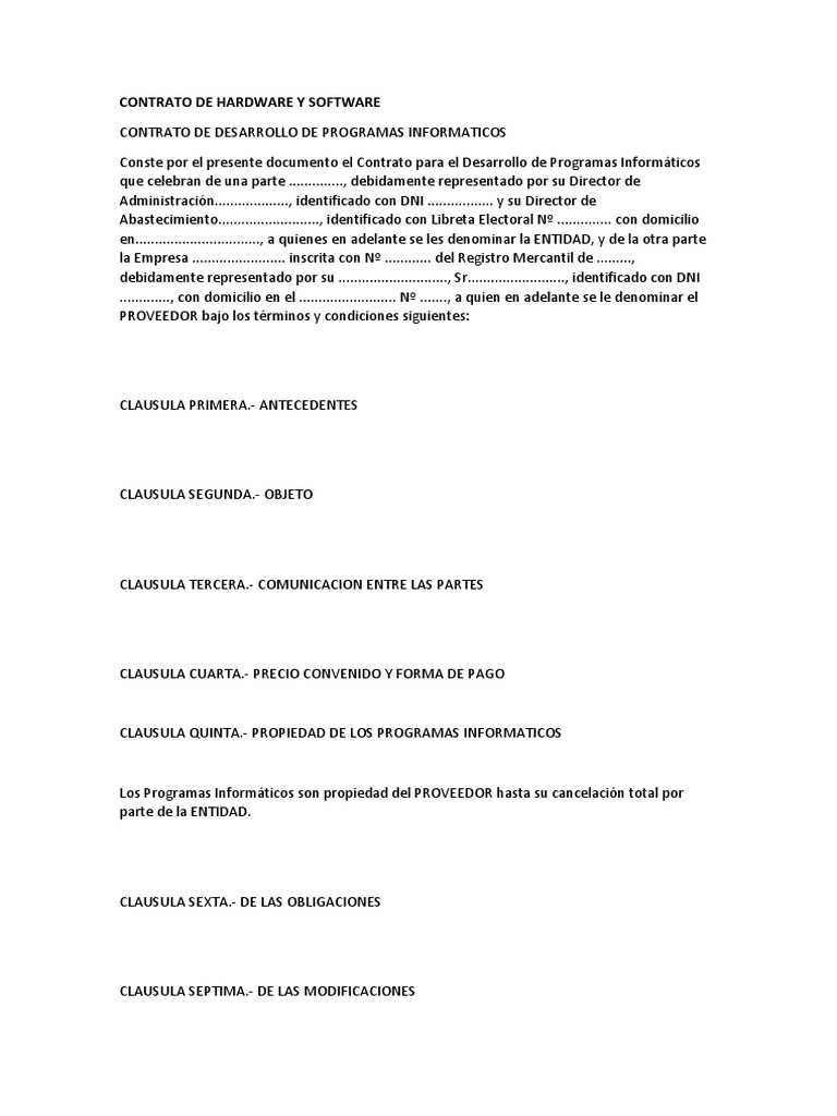 Contrato de Hardware y Software | PDF