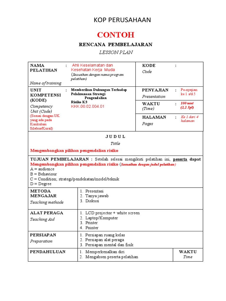 Contoh Lesson Plan | PDF