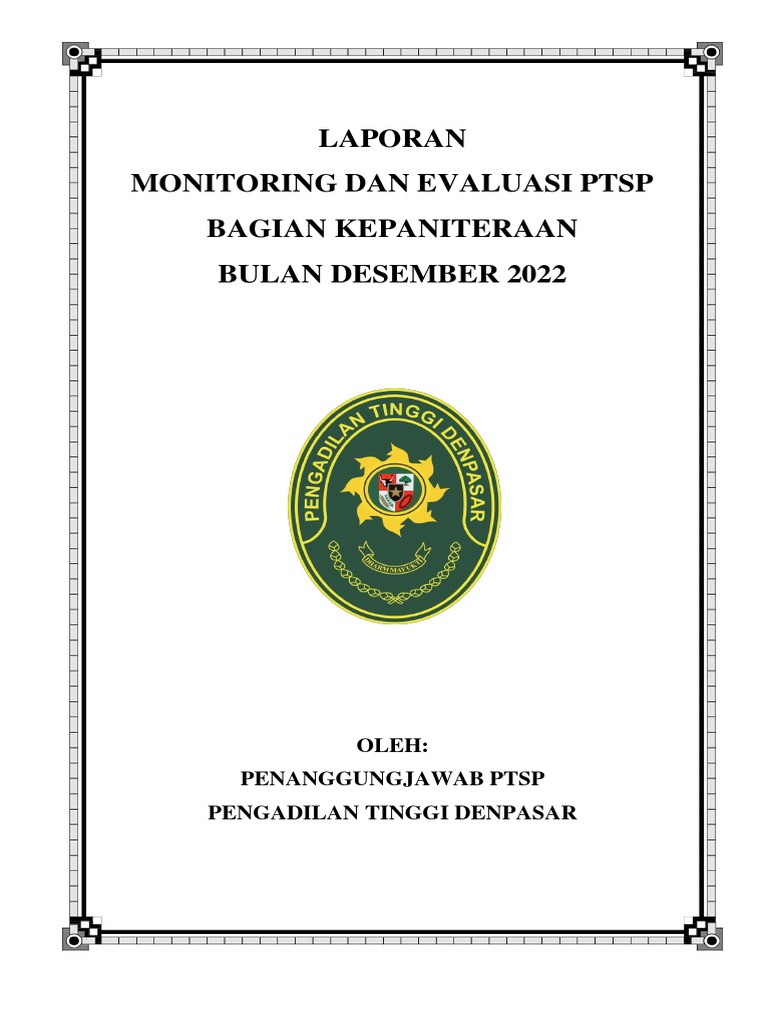 Laporan Penanggung Jawab PTSP Kepaniteraan Desember 2022 | PDF