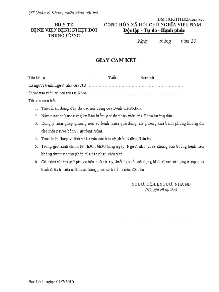 BM.10.KHTH.02.Cam Ket | PDF