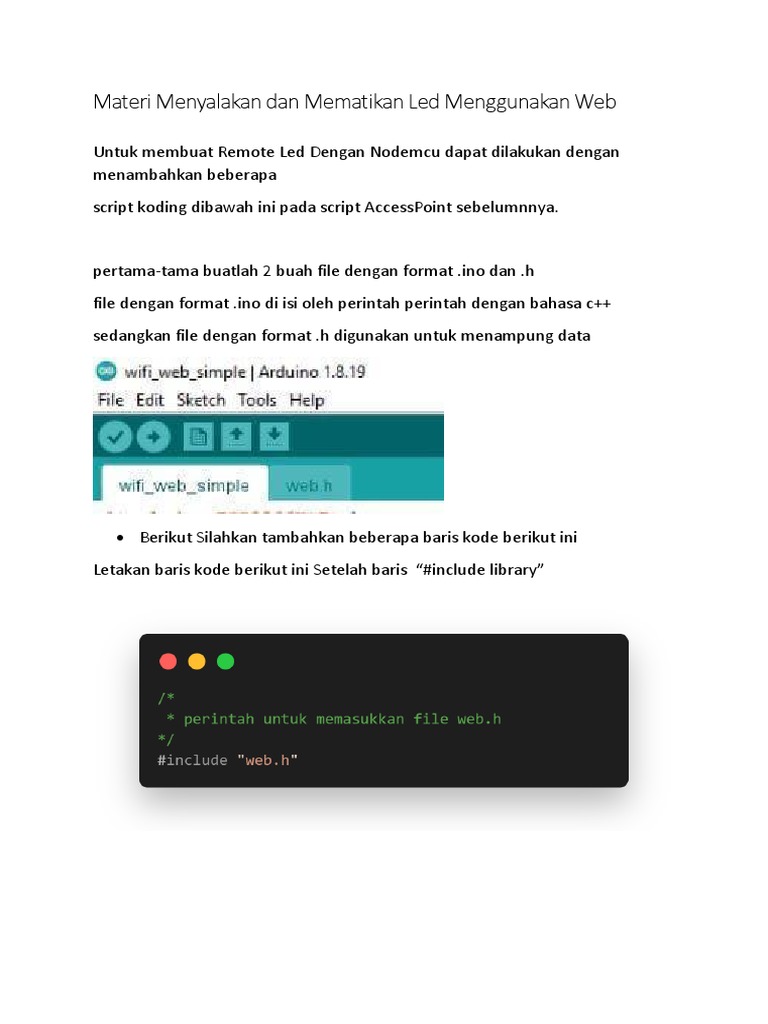 Materi Menyalakan Dan Mematikan Led Menggunakan Web | PDF
