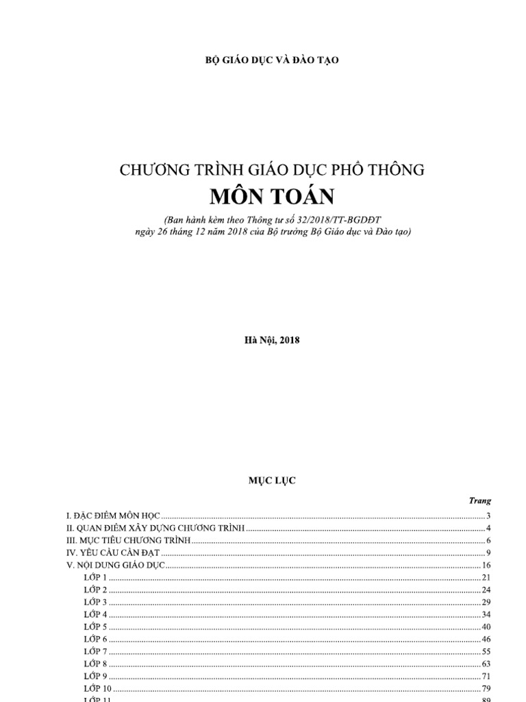 Chương Trình Giáo D C PH Thông Môn Toán | PDF