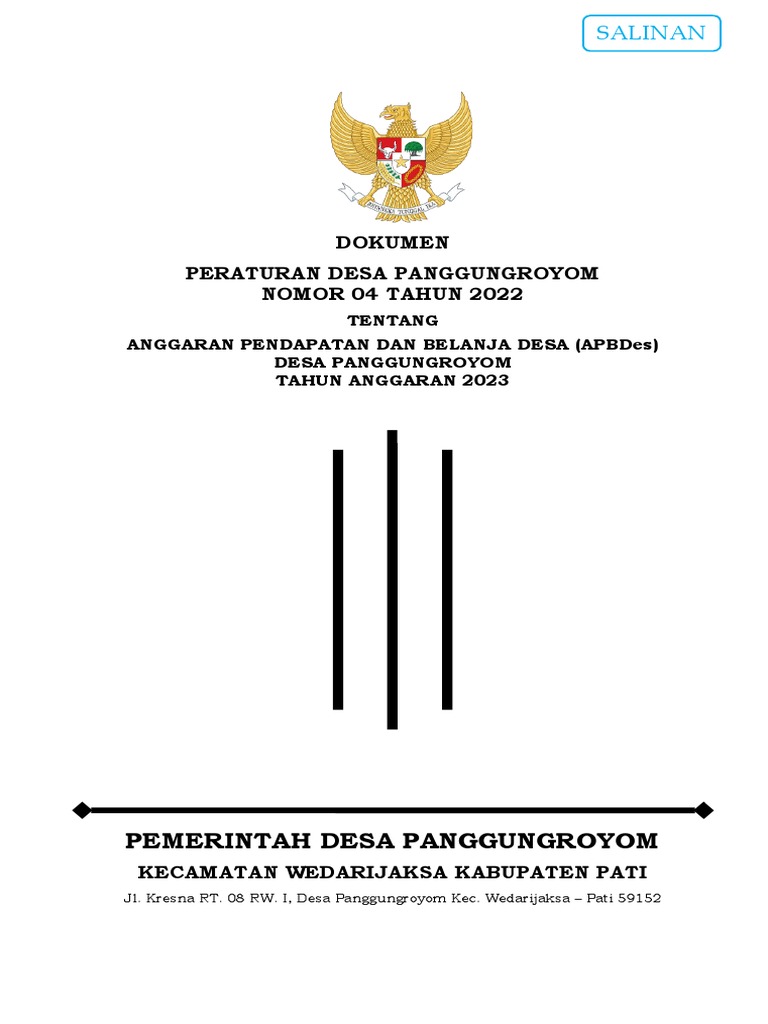 Cover APBDes 2023 | PDF | Pengelolaan Keuangan & Uang