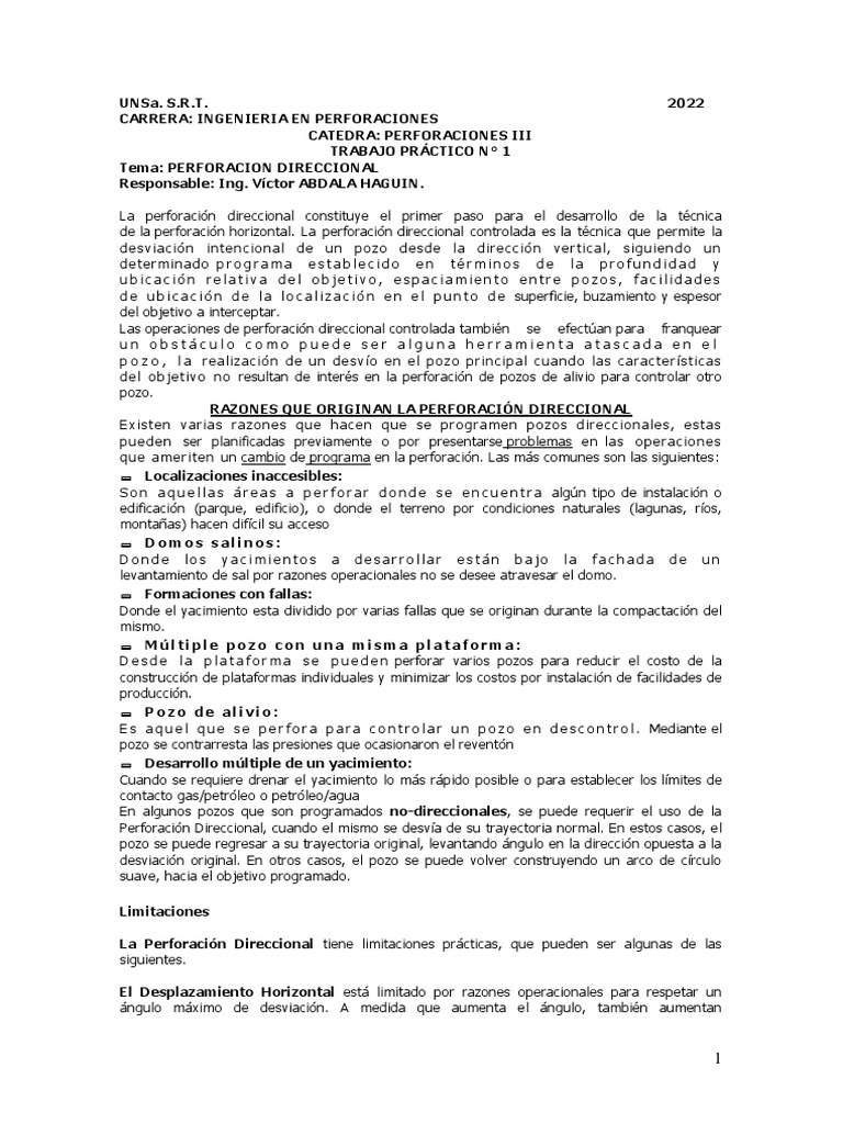 TP N°1 Perfo III 2022 | PDF | Azimut | Herramientas