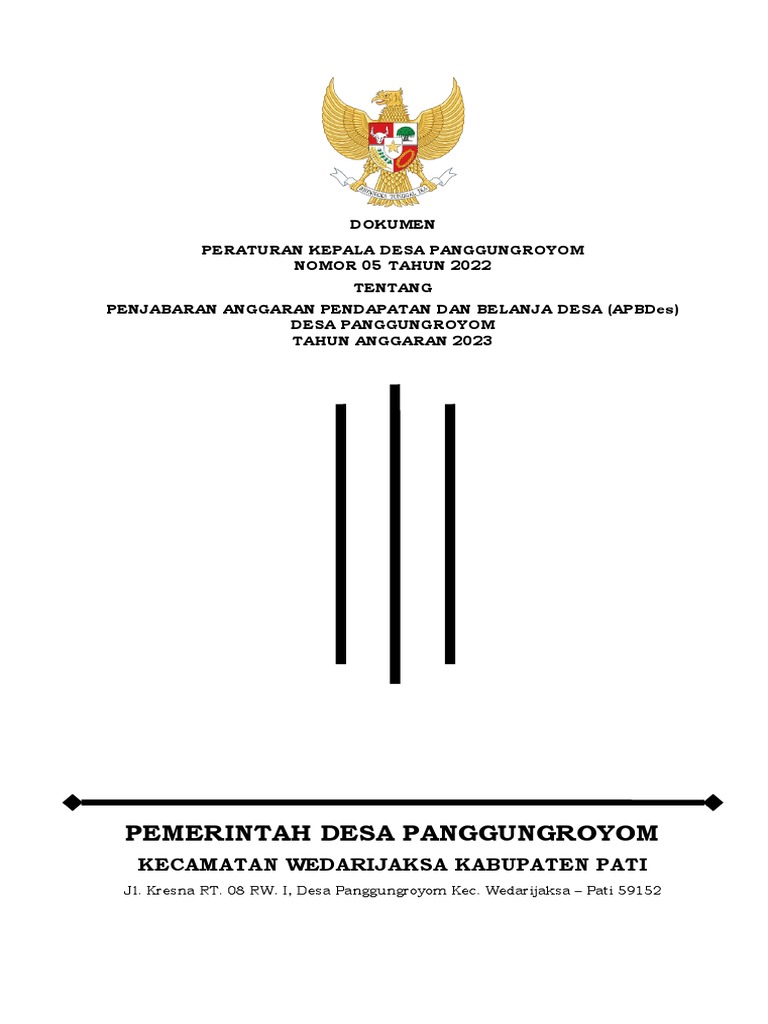 Cover PERKADES PENJABARAN APBDes 2023 | PDF
