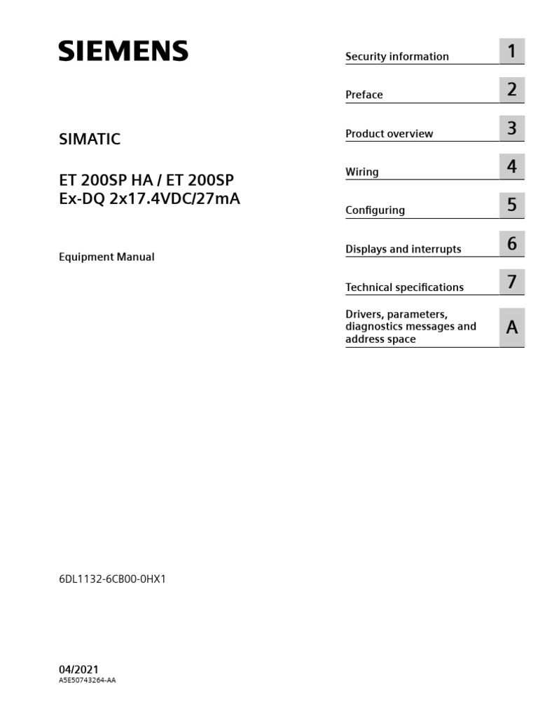 6DL1132-6CB00-0HX1 Et200 SP Spha Ex Dq2x17VDC-27mA en-US en-US | PDF ...